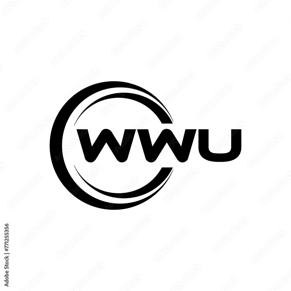 WWU letter logo design with white background in illustrator, cube logo ...