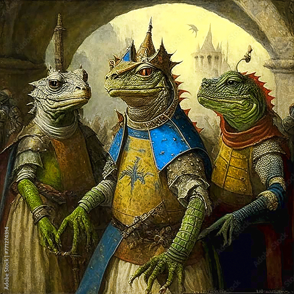 Ancient reptilian aliens. Generated image. Digital rendering of ...