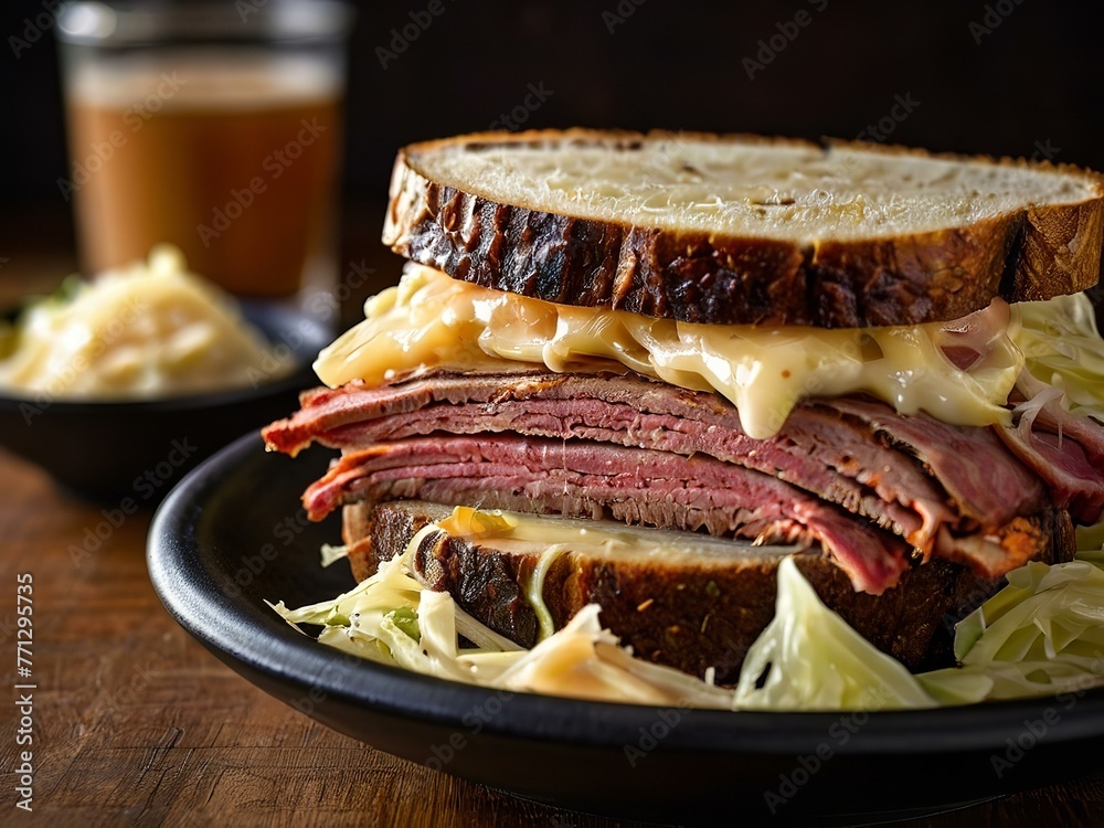 Corned beef, swiss cheese, sauerkraut and Russian dressing the ultimate ...