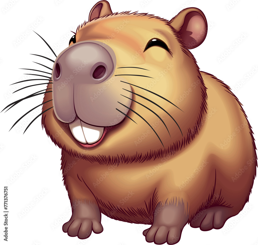 cute smiling capybara, color vector drawing Stock Vector | Adobe Stock