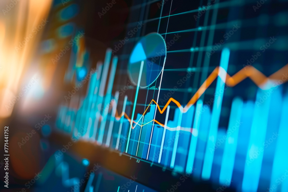 Charts of financial instruments with various type of indicators ...
