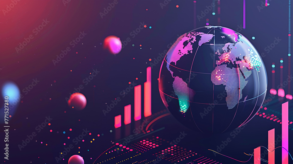 A dynamic 3D infographic combining various chart types (bar, line, pie ... A dynamic 3D infographic combining various chart types (bar, line, pie ...