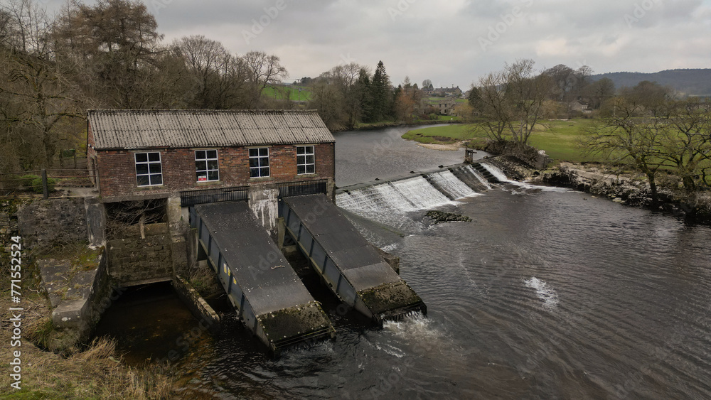Foto de Stock Linton Falls Hydro Plant Aerial View. Upstream of the ...