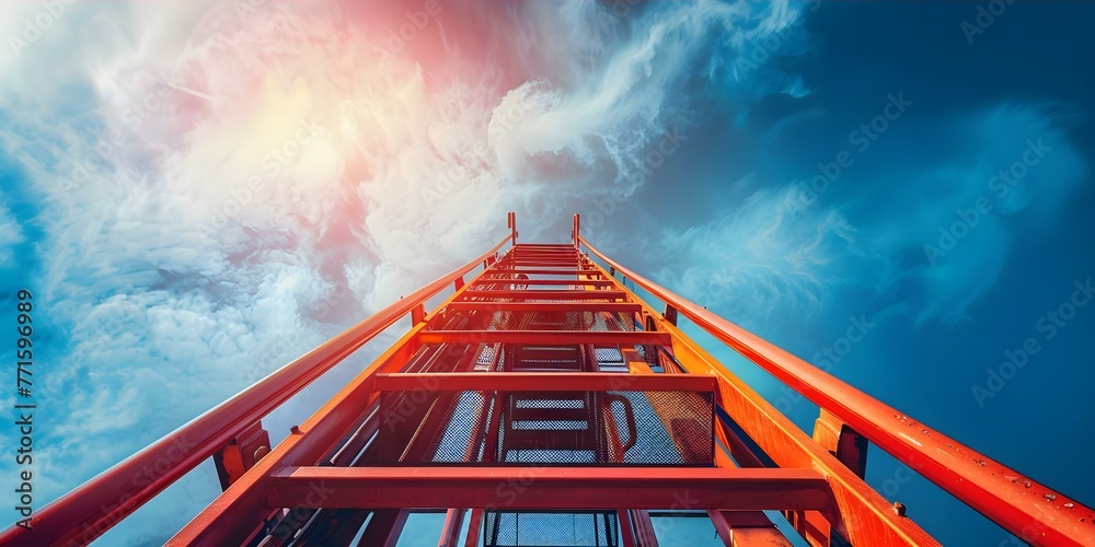 Fire rescue ladder on industry building aiding in vertical firefighting ...