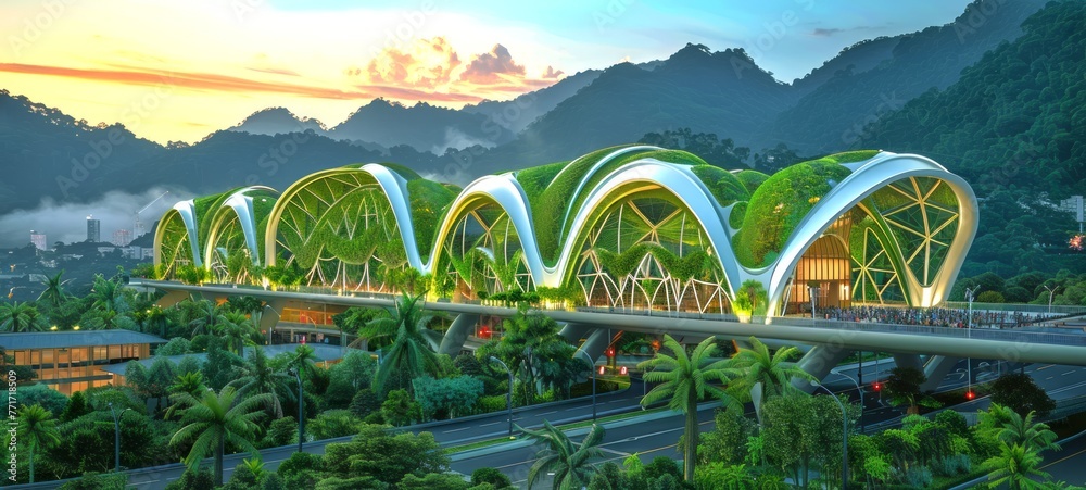 Eco-friendly stadium with a unique architectural concept in a tropical ...