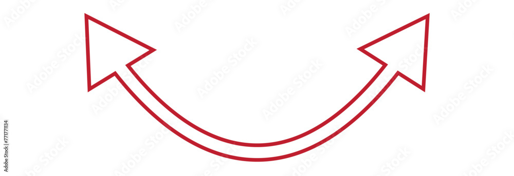 Dual semi circle arrow. Vector illustration. Semicircular curved thin ...