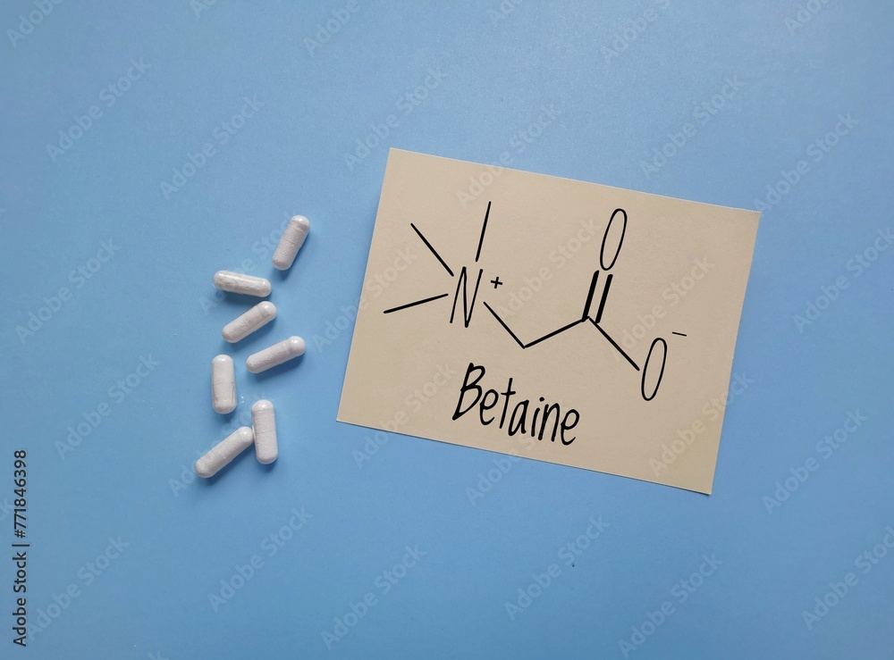 Structural chemical formula of betaine (TMG, trimethylglycine) with ...