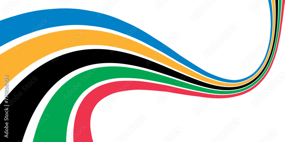 Abstract wavy stripes way of Olympic games colors isolated on ...