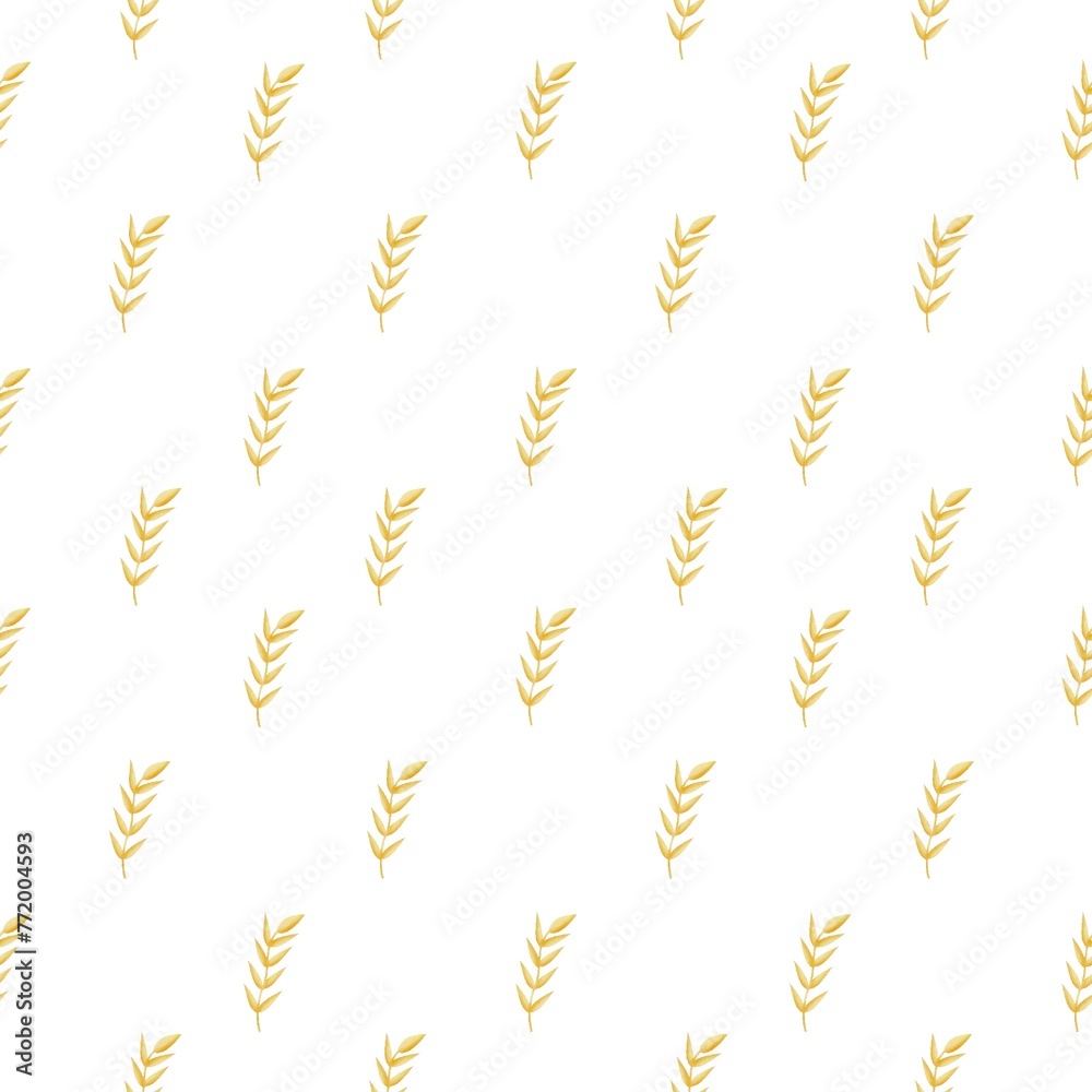 Leaves barley seaweed seamless pattern wallpaper background retro ...