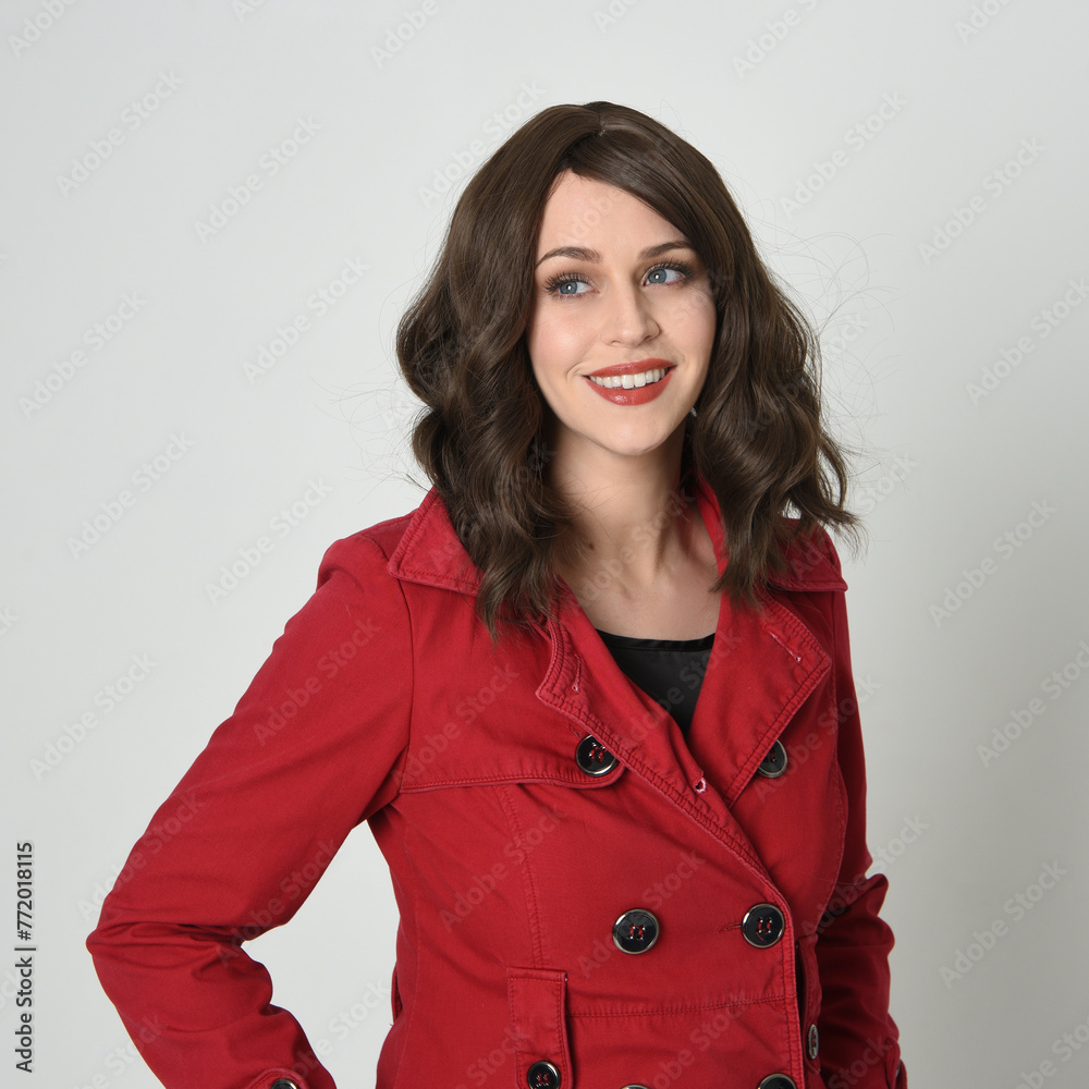 head and shoulders close up portrait of beautiful brunette woman model ...