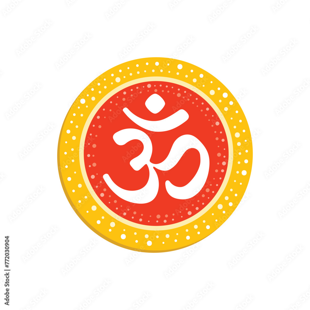 Om or Aum Indian sacred sound. The symbol of the divine triad of Brahma ...