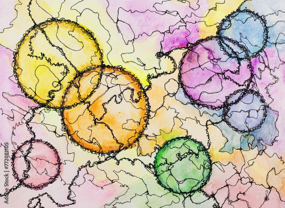 Seven spheres in universe neographic. The dabbing technique near the ...