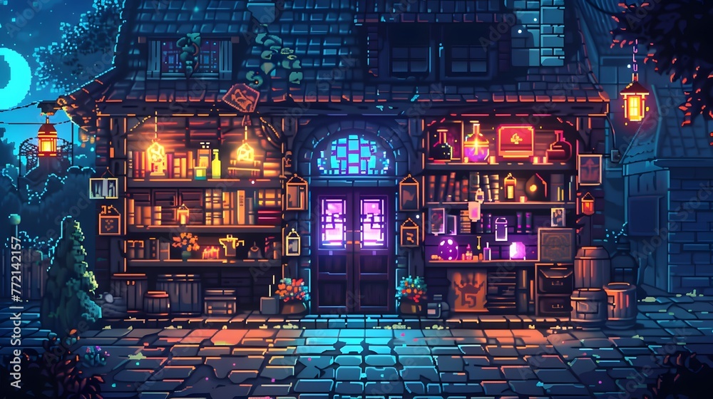 Transport yourself to a whimsical world with a charming pixel art ...