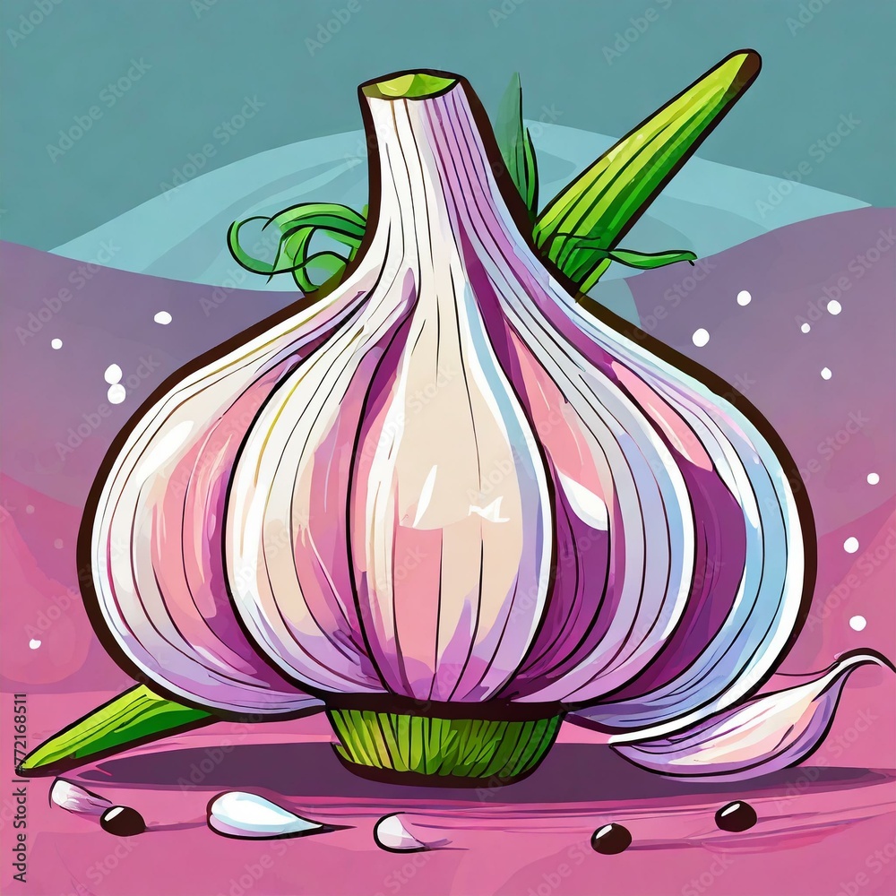 vector illustration of garlic, showcasing its intricate layers and ...