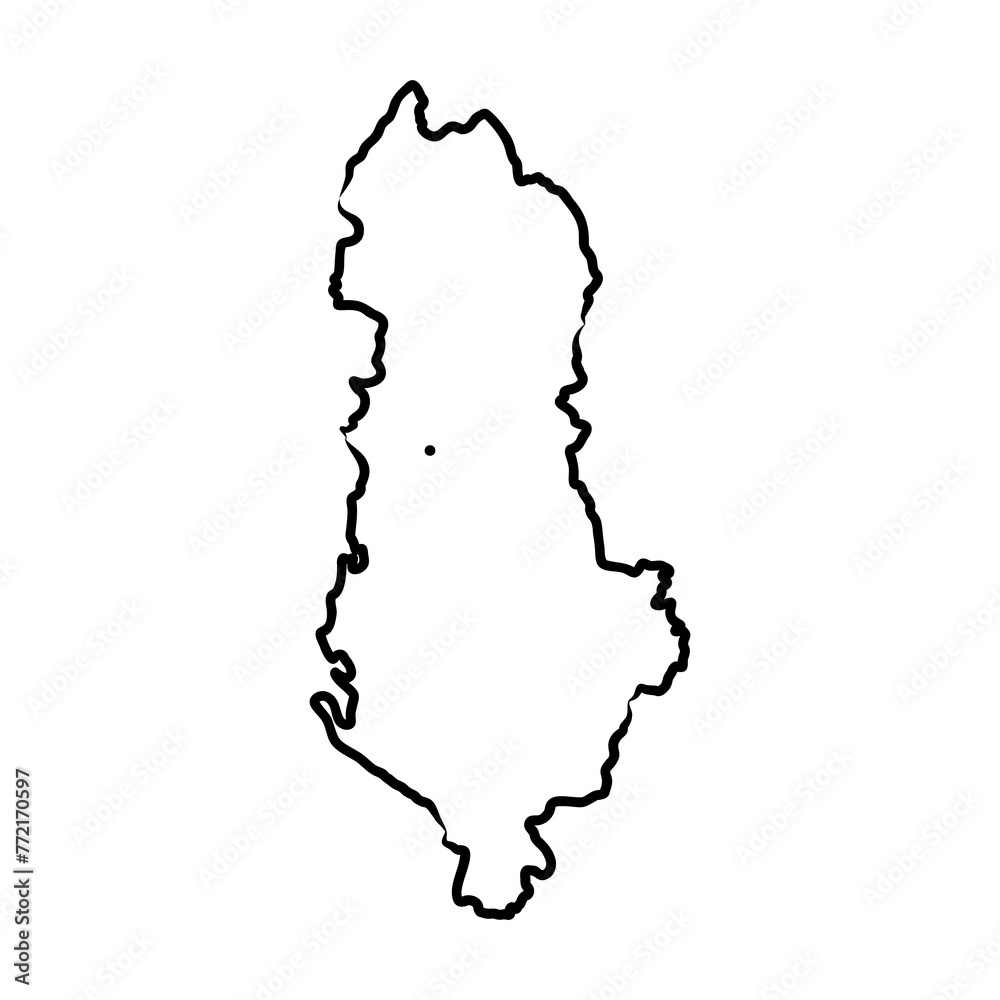 Hand draw map of Albania. Black line drawing sketch. outline doodle on ...