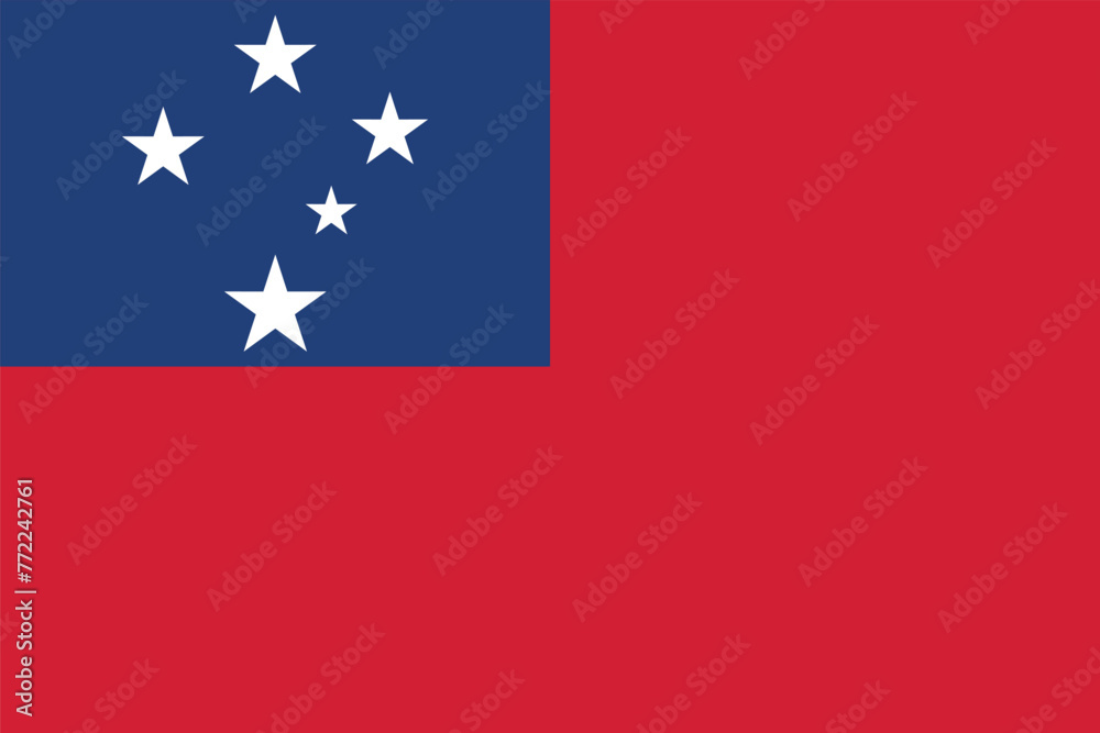 Flag of Samoa. Samoan red and blue flag with stars. Symbol of the ...