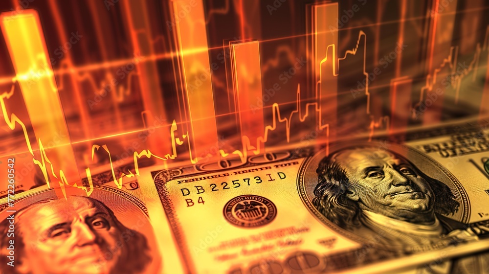 Inflation and currency devaluation with an image depicting a downward ...