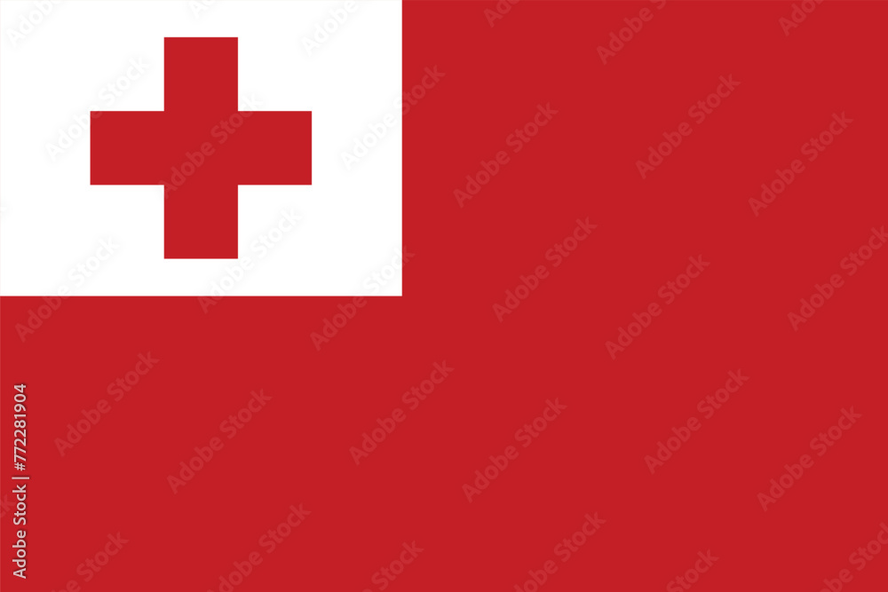 Flag of Tonga. Tongan red flag with a cross. State symbol of the ...