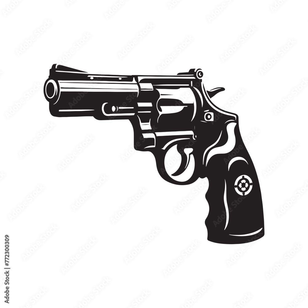 Artistic Masterpiece: Detailed Revolver Silhouette Enhanced with ...