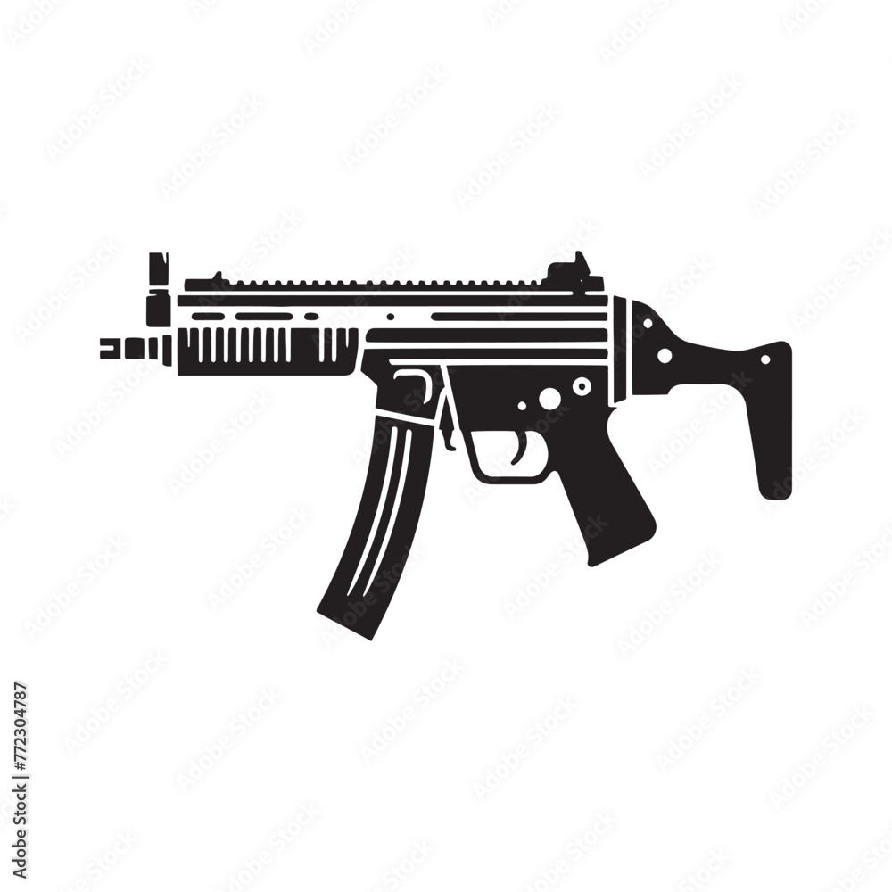 Tactical Innovation Unveiled: Detailed Submachine Gun Silhouette ...