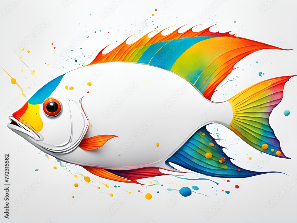 Colorful devil fish swimming in a colorful background, illustrated by ...