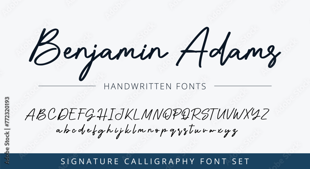 Signature Calligraphy Font Set. Logotype Handwritten Script Brush Font ...