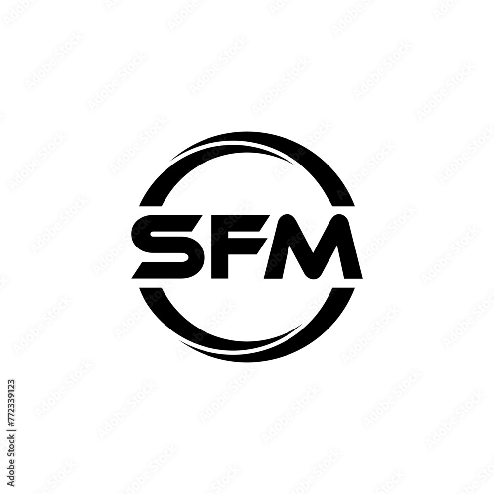 SFM letter logo design in illustration. Vector logo, calligraphy ...