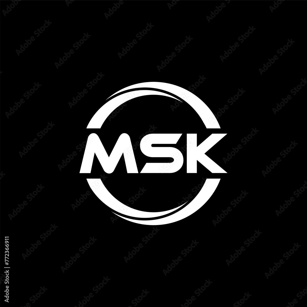 MSK letter logo design in illustration. Vector logo, calligraphy ...