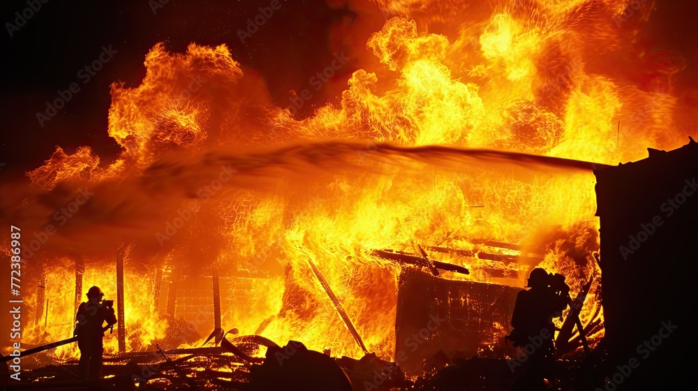 Against a backdrop of billowing smoke, firefighters emerge from the ...