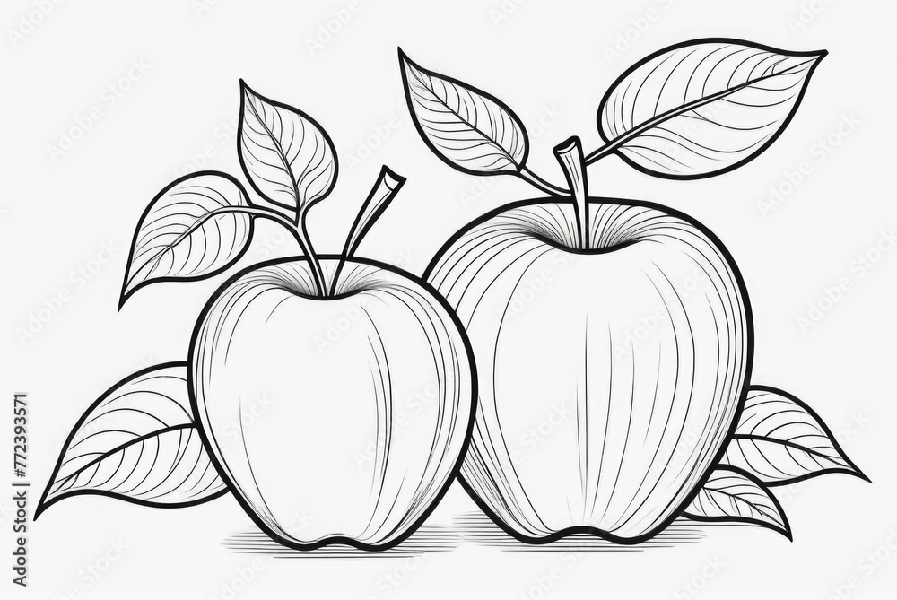apple fruit isolated coloring page line art for kids Stock Illustration ...