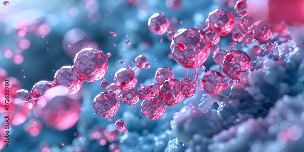 Water molecule hydrogen oxygen atoms molecules magnification microscope ...