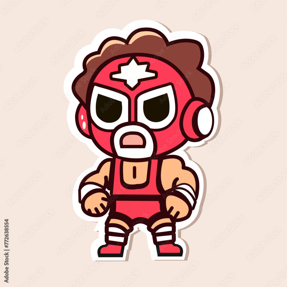 Sticker of cute Mexican Wrestler, tiny small Mask battle acrobat ...
