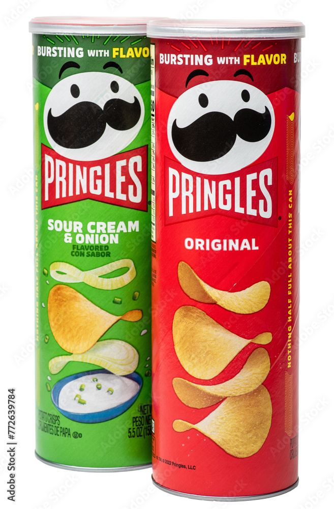 Pringles potato chips packages isolated on transparent background Stock ...