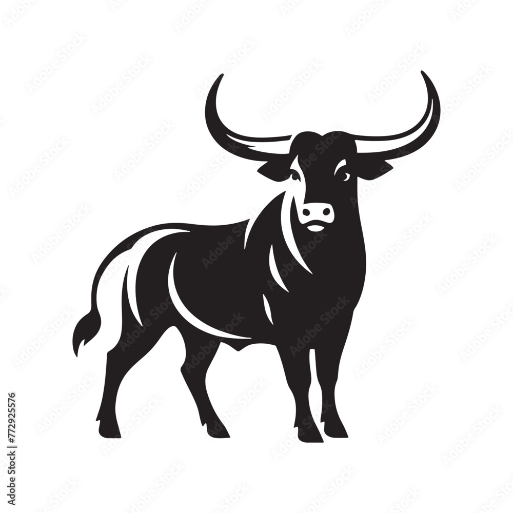 Vector Silhouette of an Ox Symbolizing Resilience and Endurance in ...