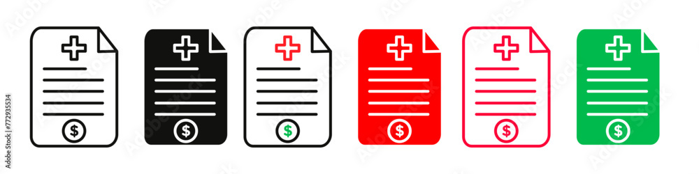 Medical Expense Icons for Hospital Bills and Health Care Payments Stock ...