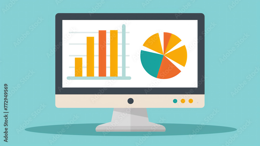 Simplified and modern data visualization with bar and pie charts on a ...