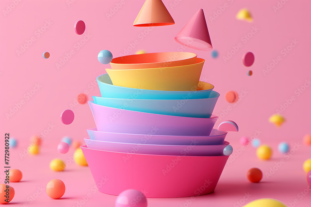 The bowls are arranged in a pyramid shape. a fun visualization of a ...