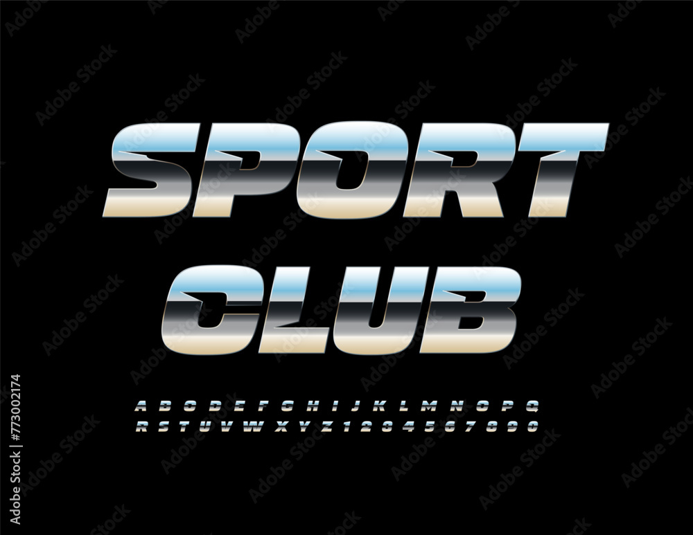 Vector activity logo Sport Club. Exclusive Metallic Font. Modern ...