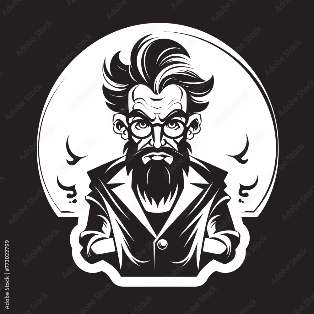 Mind Mastery Vector Iconic Symbol Brainstorm Breakthrough Mad Scientist ...