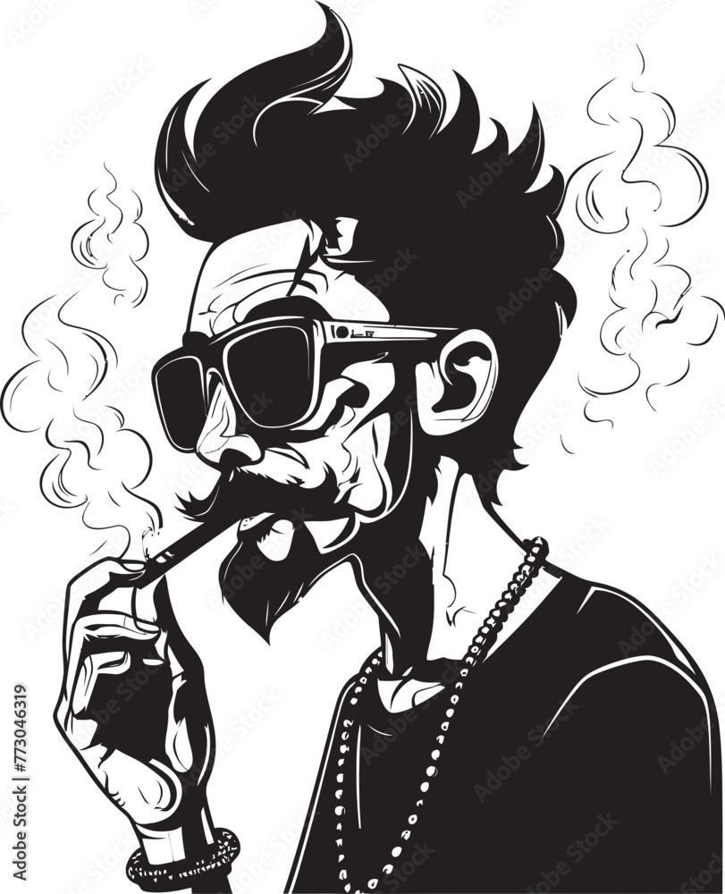 Stock-Vektorgrafik „Smokin Style Cartoon Guy with Cigarette Icon Emblem ...