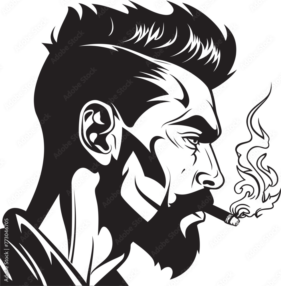 Dapper Drew Suave Character with Smoking Persona Vector Logo Cool Cloud ...