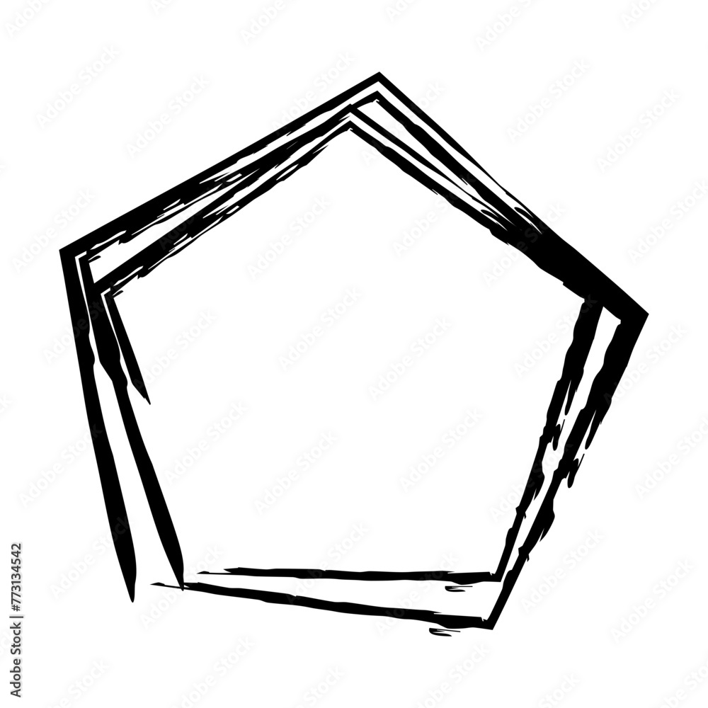 Pentagon grunge texture element frame border shape icon for decorative ...