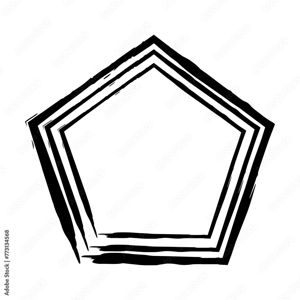 Pentagon grunge texture element frame border shape icon for decorative ...