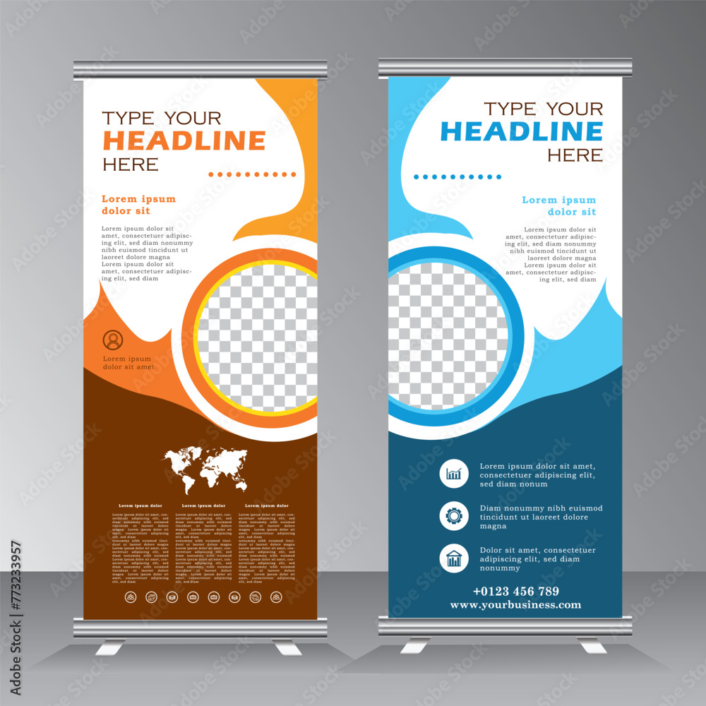 Roll up banner template design for business, vertical bannar, modern x ...