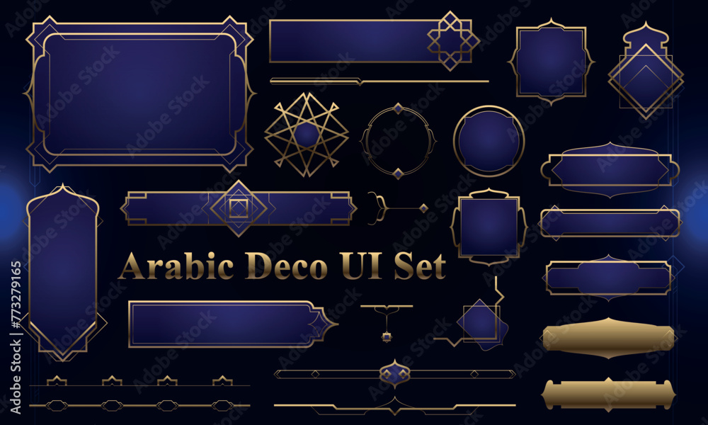 Set of Art Deco Modern User Interface Elements. Fantasy magic HUD with ...