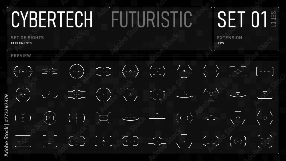 Set of cyberpunk targets. A collection of HUD futuristic aims, scopes ...