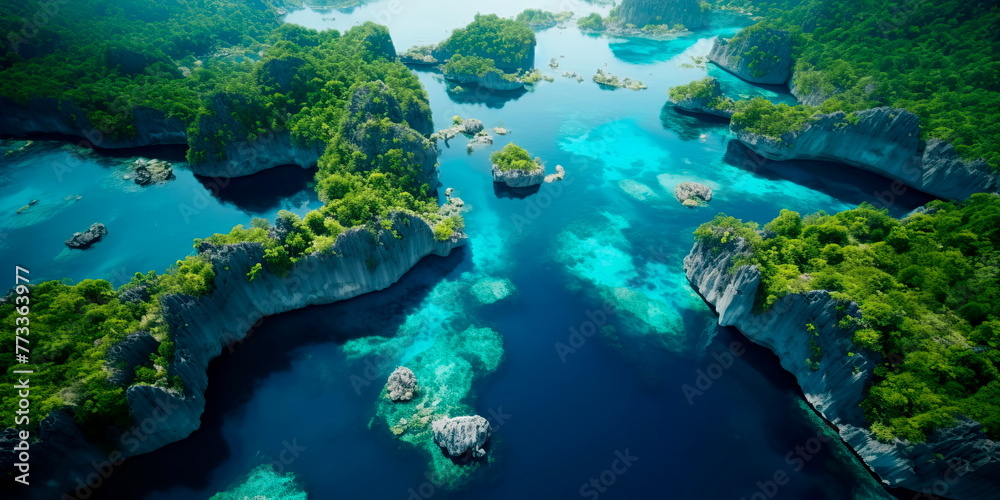 beauty of natural archipelagos from above, highlighting the patterns ...