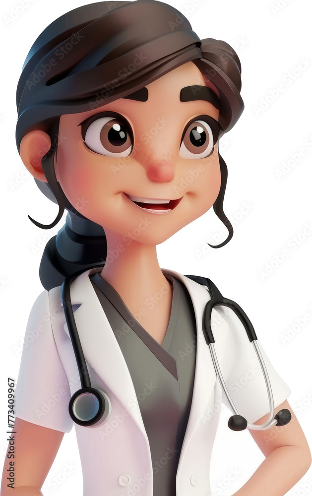 Confident animated female young doctor with stethoscope clipart cut out ...