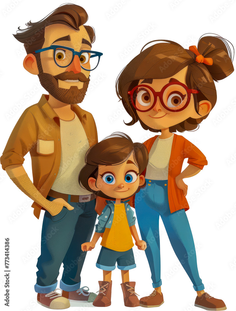 Happy cartoon family with children smiling clipart cut out on ...