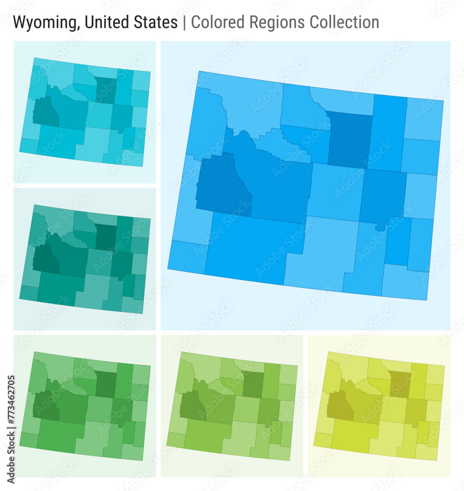 Vector de Stock Wyoming, United States. Map collection. State shape ...